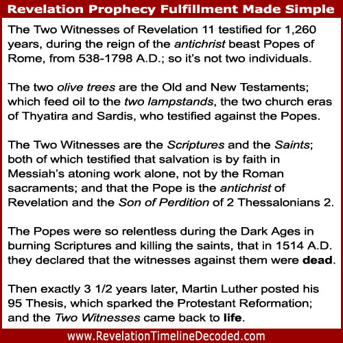 The Two Witnesses Of Revelation 11 Revelation Timeline Decoded